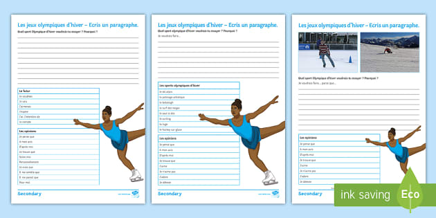 Winter Olympics Structured Writing Differentiated Worksheet / Worksheets