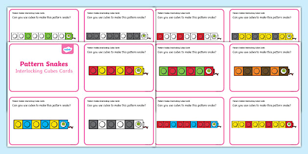 Pattern Snakes Interlocking Cubes Cards - Twinkl Pattern Snakes Interlocking Cubes Cards - Twinkl