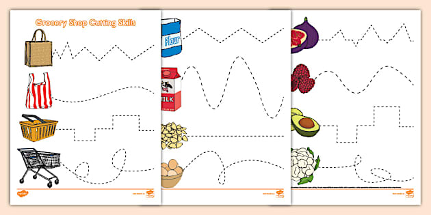 Grocery Shop Cutting Skills Activity (teacher made) - Twinkl