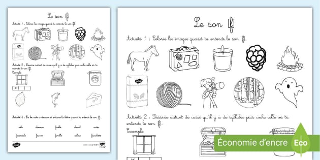 Feuille d'activités : Le son [f] (professor feito) - Twinkl