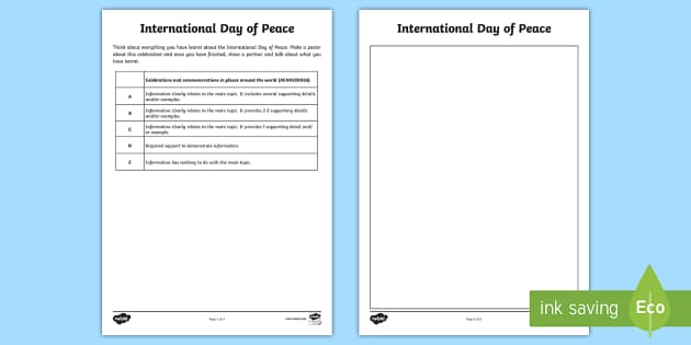 International Day of Peace Poster Worksheet / Worksheet