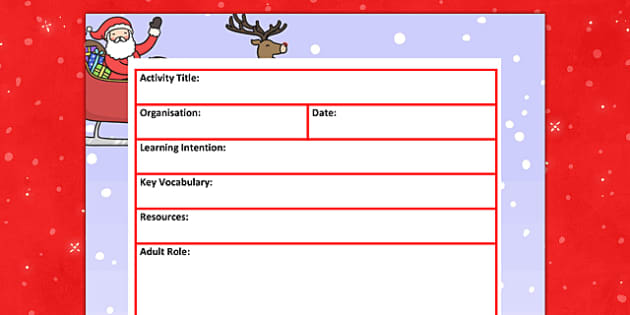 Christmas Themed Adult Led Carpet Based Activity Plan Template