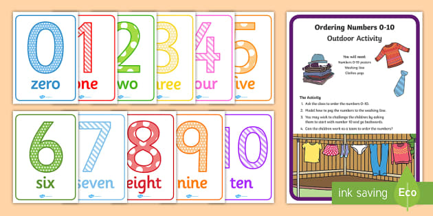 Ordering numbers 0 to 10 Outdoor Activity Pack - Twinkl