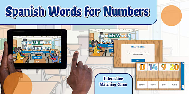 * NEW * Spanish Words for Numbers Interactive Matching Game