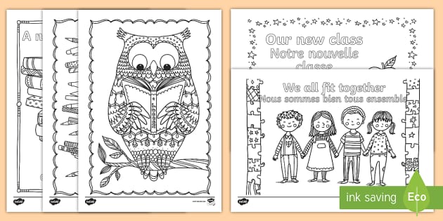 Back to School Themed Colouring Pages English/French - Back to School ...