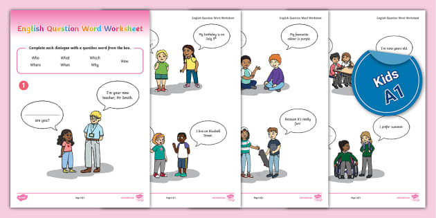 ESL Beginner Question Word Dialogue Worksheet [Kids, A1]