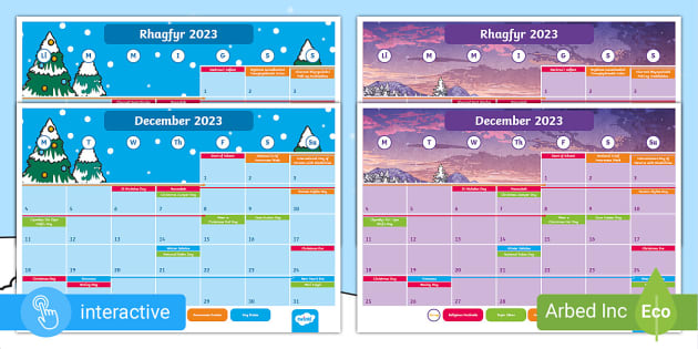FREE! - Calendr Mis Rhagfyr/December Events Calendar 2023