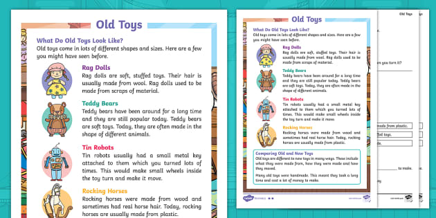 The Old Toy Room: Old Toys Differentiated Reading Comprehension Activity