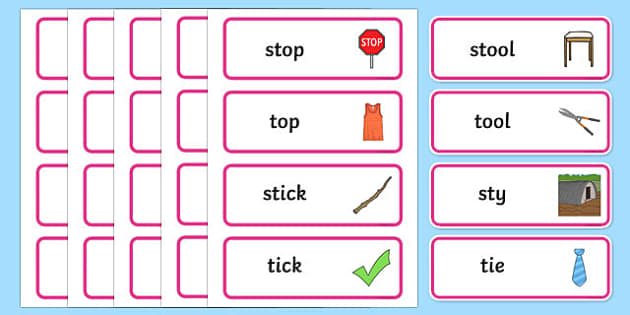 'st' and 't' Near Minimal Pair Word Cards (Lehrer gemacht)