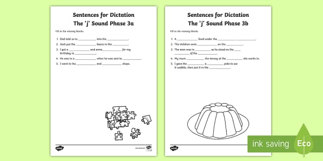 j Dictation Sentences - NI Phase 3a and 3b Phonics - Twinkl