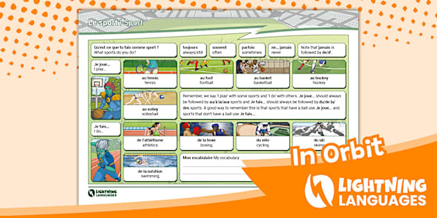 👉 French Sport Knowledge Organiser - Lightning Languages