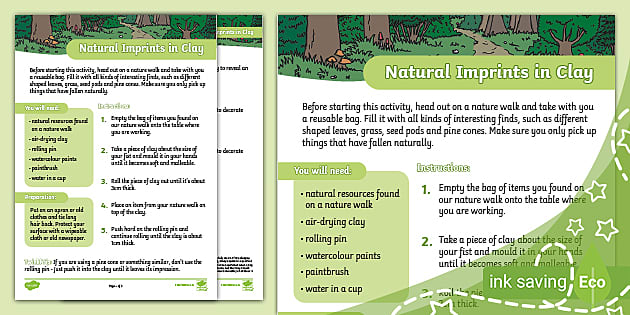 Natural Imprints in Clay | Natural Autumn Crafts - Twinkl