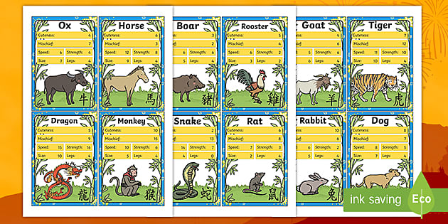 Chinese New Year Zodiac Animals Card Game