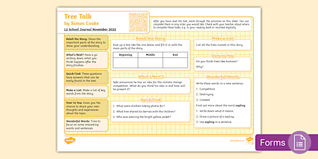 Level 2 November 2022 Journal: Tree Talk (Comprehension)