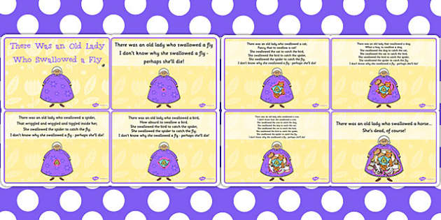 There Was an Old Lady Who Swallowed a Fly Sequencing Cards - card