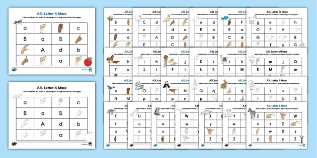 ASL Letter Maze A-Z Activity Pack (teacher made) - Twinkl