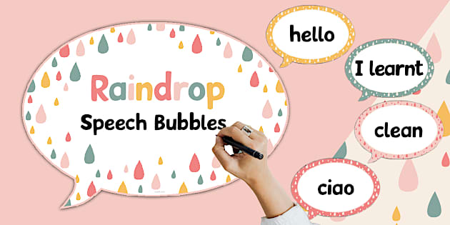 Raindrop-Theme Speech Bubble Display Cut-Outs (teacher made)