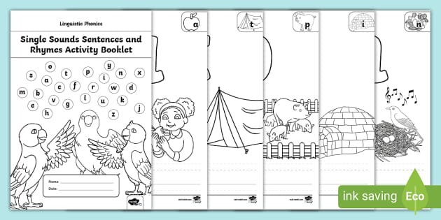 Linguistic Phonics Single Sounds Sentences Rhymes Booklet