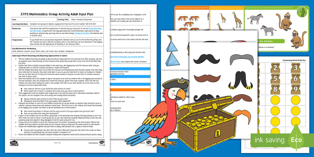 EYFS Maths: Pirate Treasure Comparison Group Activity Adult Input Plan and