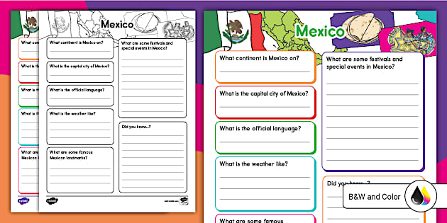 All About Mexico Research and Write Worksheet (teacher made)