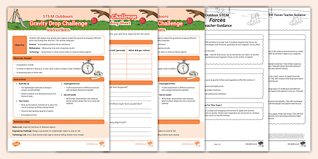 STEM Outdoors: Gravity Drop Challenge (Teacher-Made)