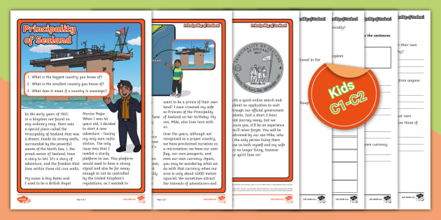 Principality of Sealand ESL Reading Comprehension [Kids, B1-B2]