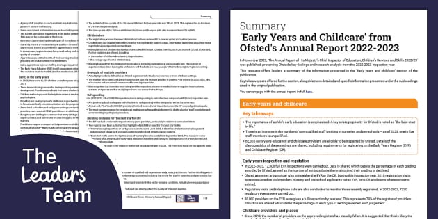 Summary: 'Early Years and Childcare' 2022-2023 - Twinkl