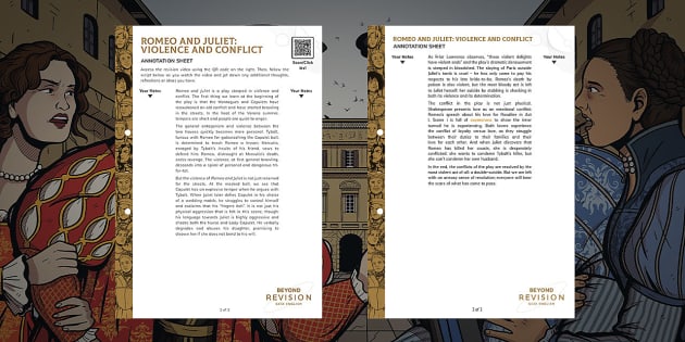 Romeo and Juliet Themes Violence and Conflict Annotation