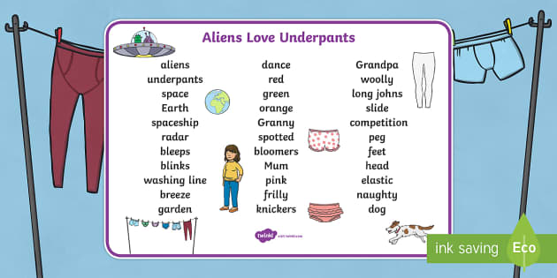 FREE! - Word Mat Text to Support Teaching on Aliens Love Underpants