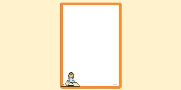 Simple Blank Child Using A Tablet Page Border | Twinkl
