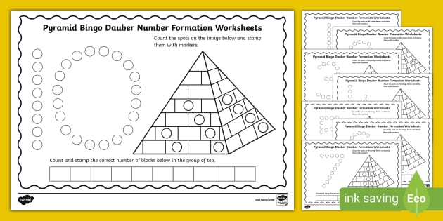 Pyramid Bingo Dauber Number Formation Worksheets - Twinkl
