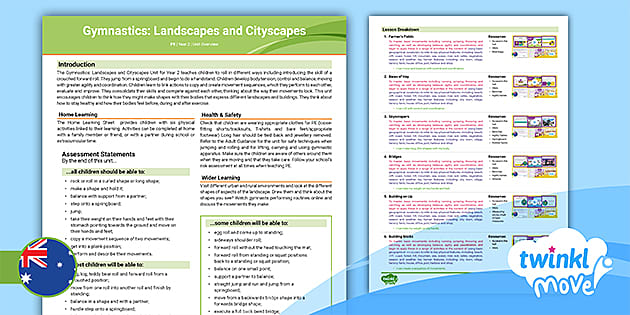 FREE! - Move PE Year 2 Gymnastics: Landscapes and Cityscapes Unit Overview