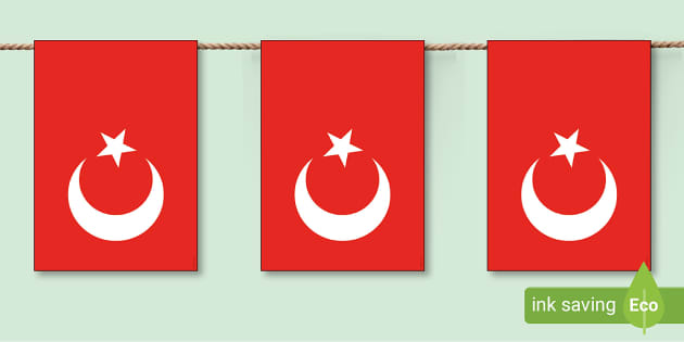 Türkiye Flag Bunting - Turkish flag (teacher made) - Twinkl
