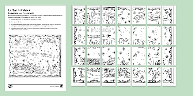Coloriage collaboratif st-Patrick (teacher made) - Twinkl
