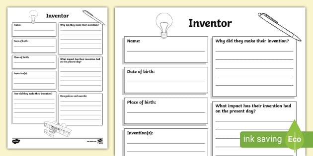 Inventor Fact File Template (teacher made)