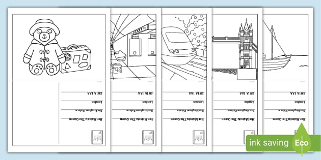 Travelling Bear Postcard to the Queen Template,paddington at the palace