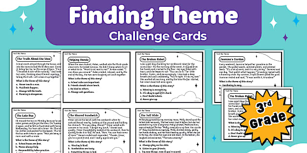 Third Grade Practice Finding Theme Challenge Cards