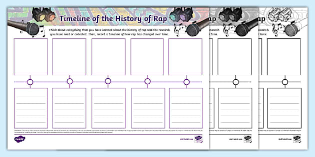 👉 The History of Rap Timeline Worksheet - Twinkl