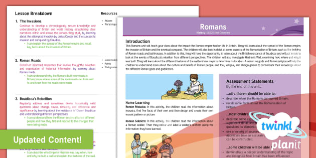 FREE! - History: The Romans LKS2 Planning Overview