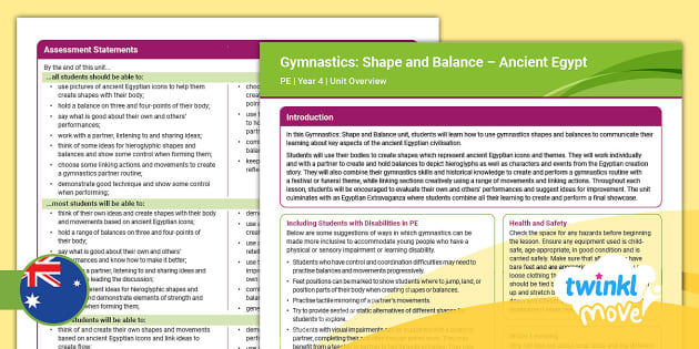 FREE! - Move PE Year 4 Gymnastics: Ancient Egypt Unit Overview