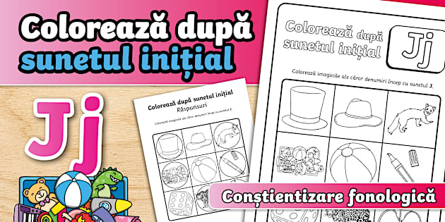 Colorează imaginile care încep cu sunetul J – Fișă de lucru