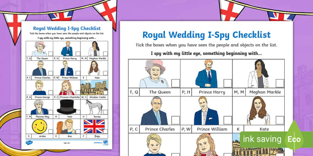 KS1 Royal Wedding I-Spy Checklist (teacher made)