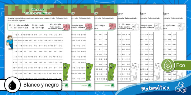 Minecraft: Coloreando con Multiplicaciones (teacher made)