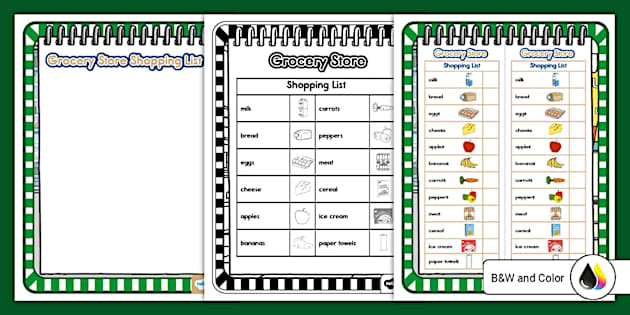 Grocery Store Dramatic Play Shopping List - Twinkl