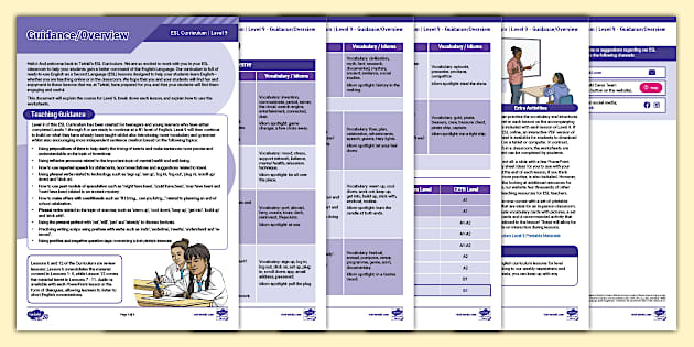 ESL Curriculum Level 9 Guidance/Overview (teacher made)