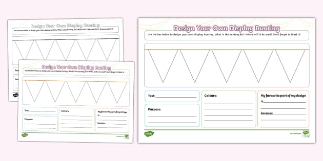 Design Your Own Display Bunting Worksheet (Teacher-Made)