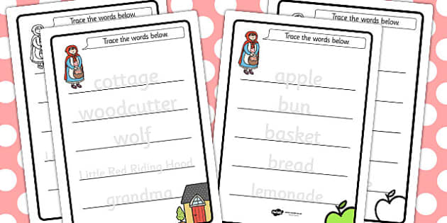 Little Red Riding Hood Trace the Words Worksheets - worksheet