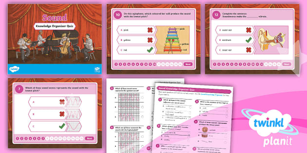 Science: Sound: Year 4: Knowledge Organiser Quiz Pack