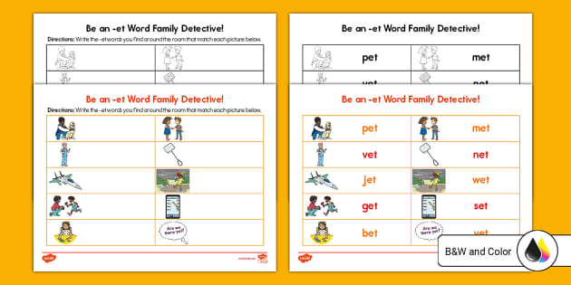 -et Word Family Read and Write the Room Activity - Twinkl