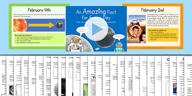 An Amazing Fact a Day February PowerPoint and Worksheet / Worksheet Pack,
